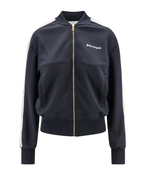 Palm Angels Logo Embroidered Zipped Jacket - Black