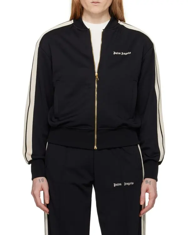 Palm Angels Logo Embroidered Zipped Jacket - Black