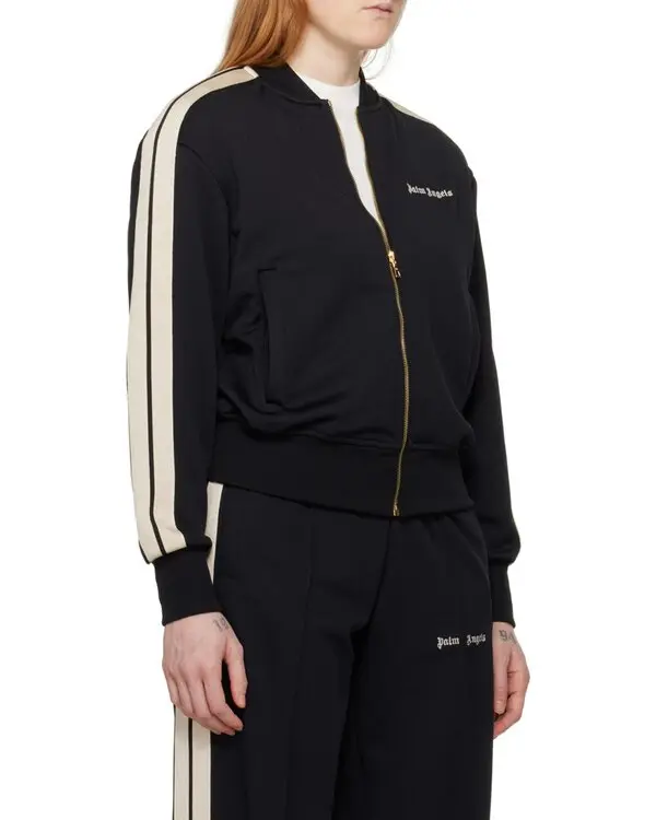 Palm Angels Logo Embroidered Zipped Jacket - Black