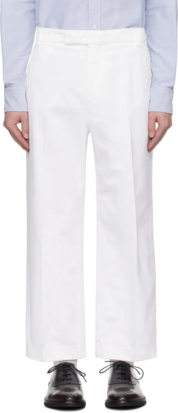 Thom Browne Pressed Crease Tapered Leg Chinos - White