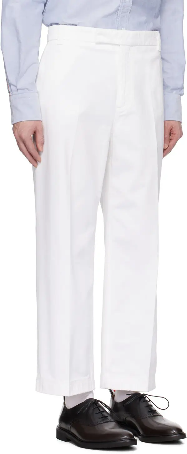 Thom Browne Pressed Crease Tapered Leg Chinos - White