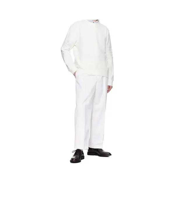 Thom Browne Pressed Crease Tapered Leg Chinos - White