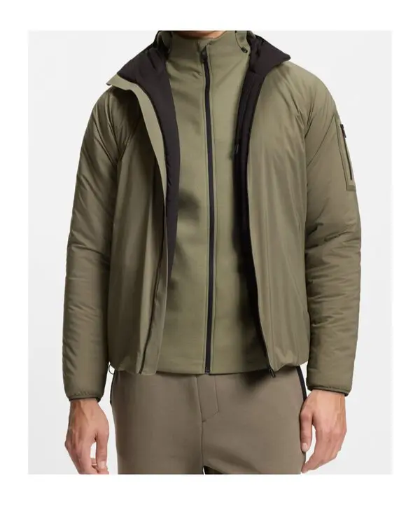 Hugo Boss Zip-up Hooded Jacket With Zippered Sleeve Pocket - Green