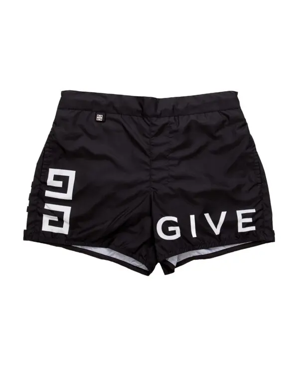 Givenchy Logo Printed Swim Trunks - Black