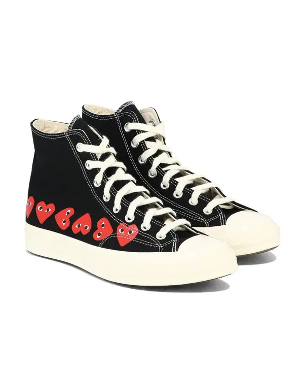 Play Comme Des Garcon X Converse Chuck Taylor High Top Sneakers With Heart Motif - Black