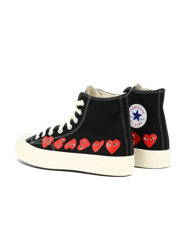 Play Comme Des Garcon X Converse Chuck Taylor High Top Sneakers With Heart Motif - Black