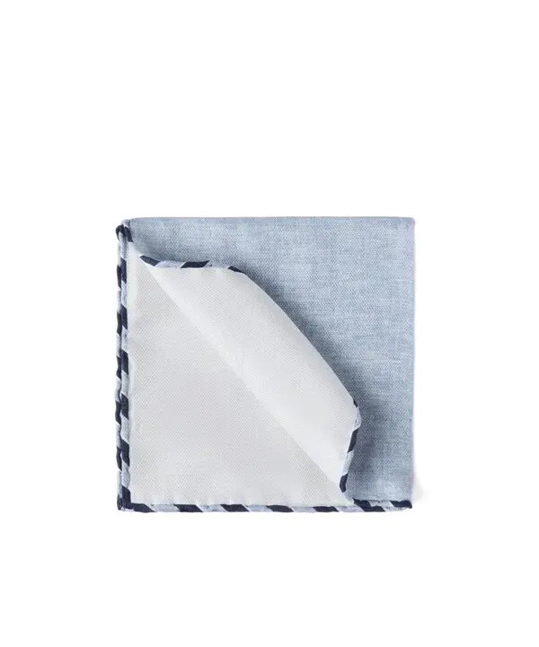 Brunello Cucinelli Striped-trim Silk Pocket Square - White