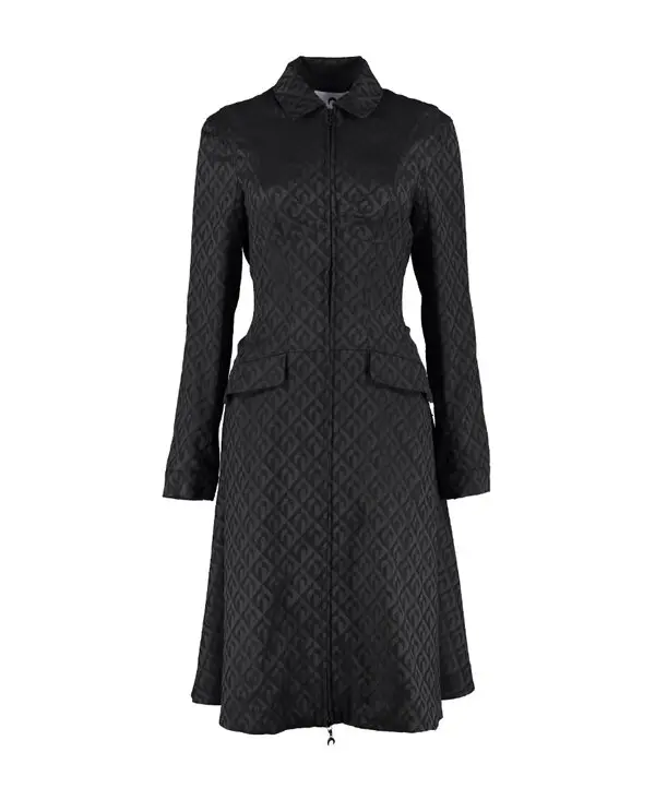 MARINE SERRE Zip-up Shirt Dress - Black