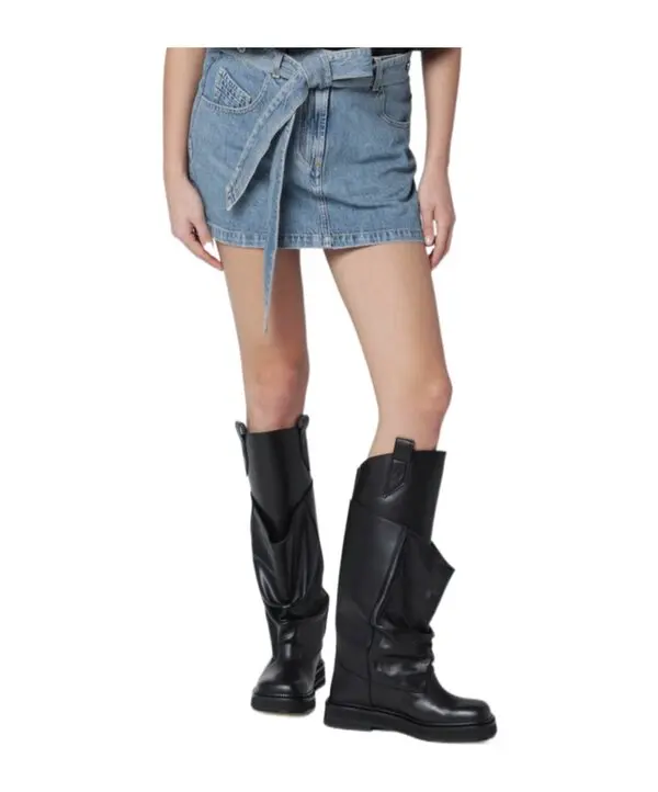 Attico Logo Stitch Mini Skirt - Light Blue