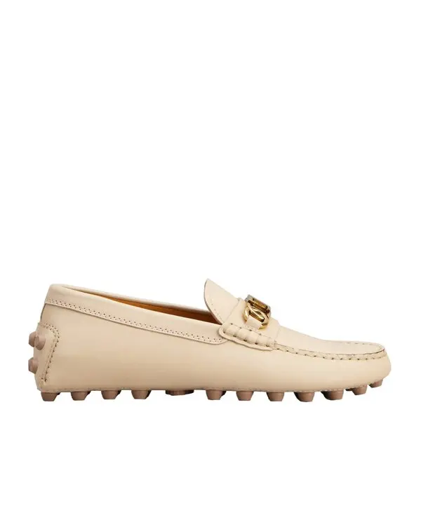 TOD'S Logo Plaque Slip-on Loafers - Beige