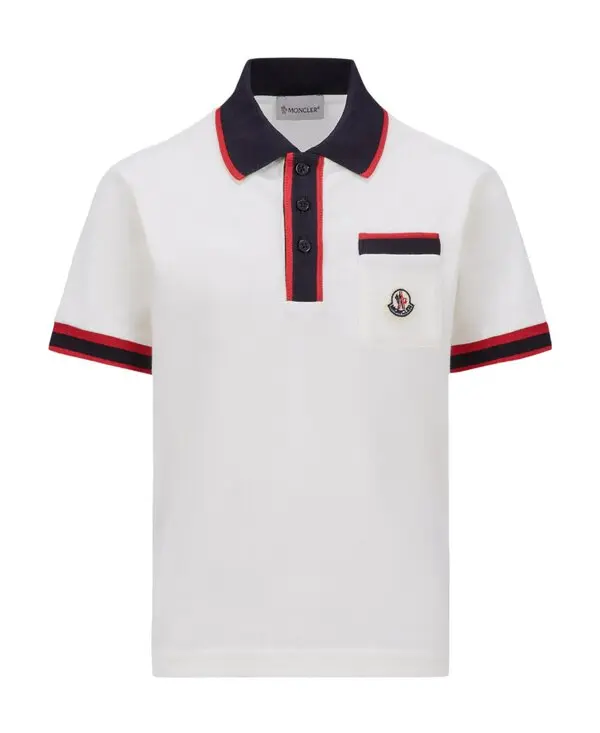 Moncler Logo Embroidered Short Sleeved Polo Shirt - White