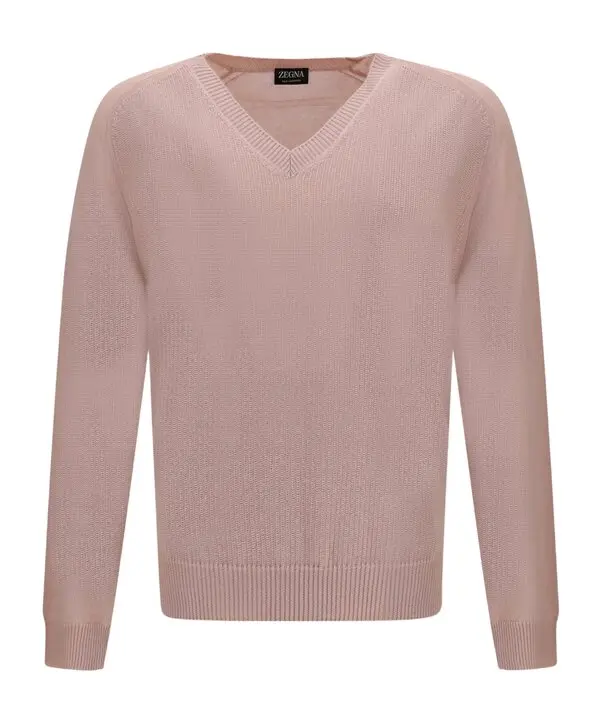 Zegna Long-sleeved V-neck Jumper - Nude