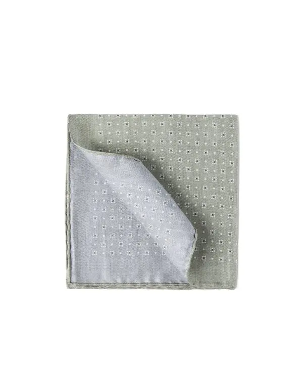 Brunello Cucinelli Geometric-print Silk Pocket Square - Khaki