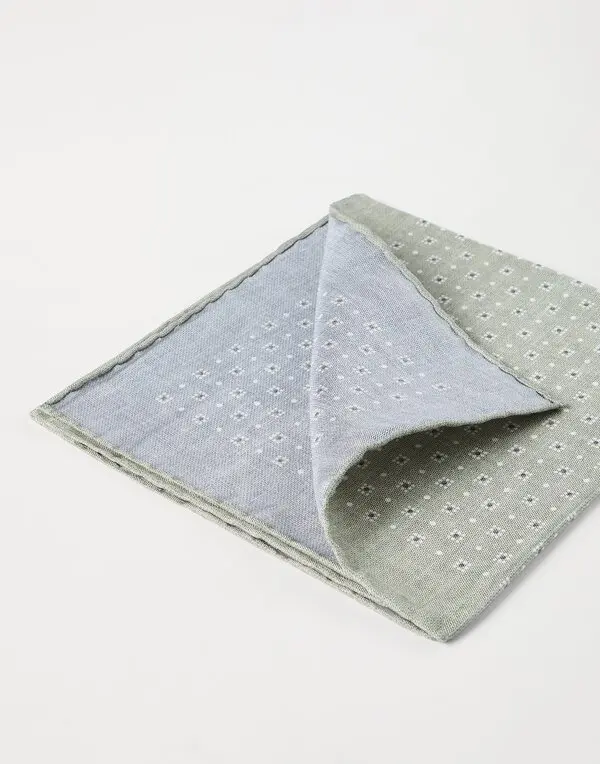 Brunello Cucinelli Geometric-print Silk Pocket Square - Khaki