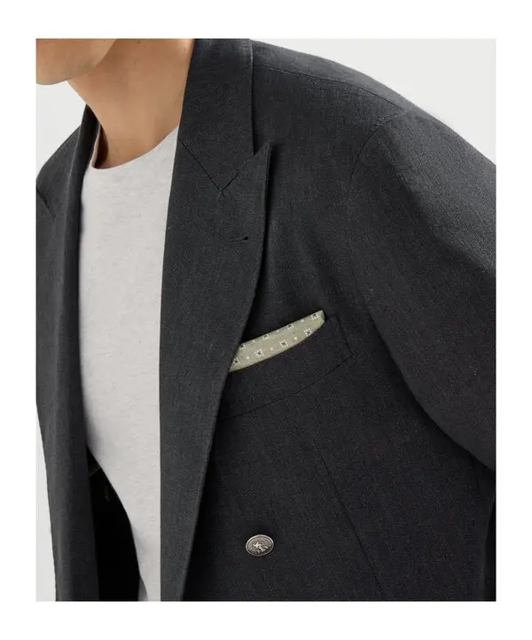 Brunello Cucinelli Geometric-print Silk Pocket Square - Khaki
