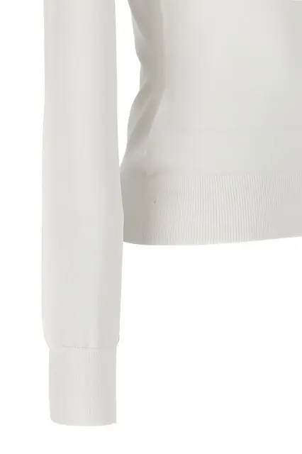 Alexander McQueen Long Sleeve Square Neck Knitted Top - White