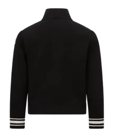 Moncler Zip-up Hooded Padded Jacket With Striped Cuffs