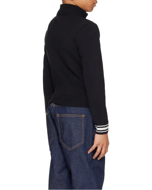 Moncler Zip-up Hooded Padded Jacket With Striped Cuffs