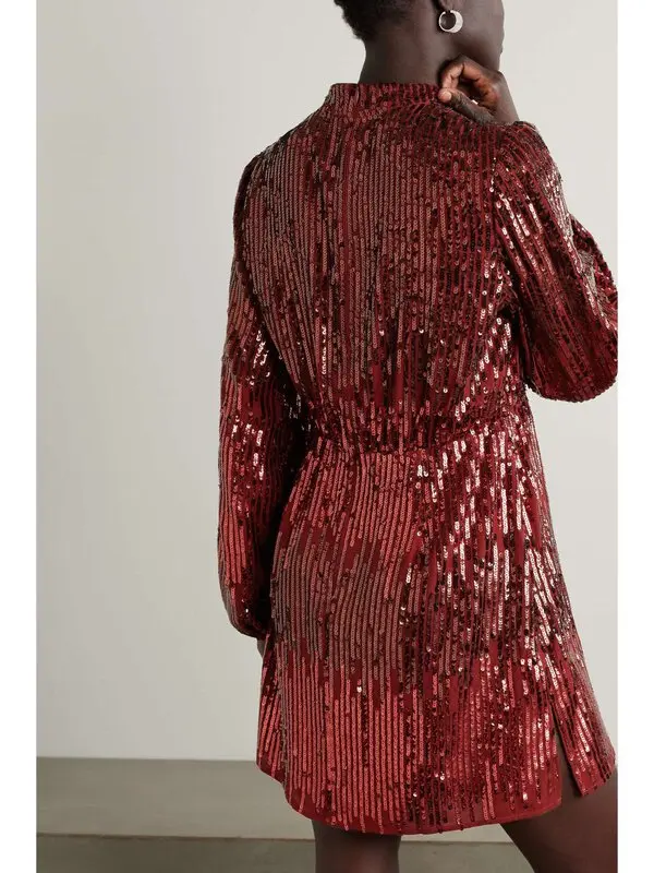 Rixo Long-sleeve Sequin Mini Dress