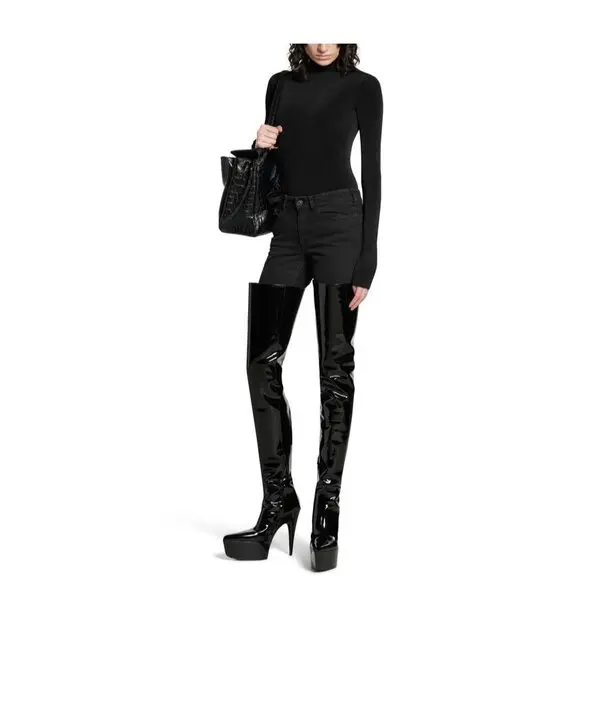 Balenciaga Over The Knee Patent Leather Boots