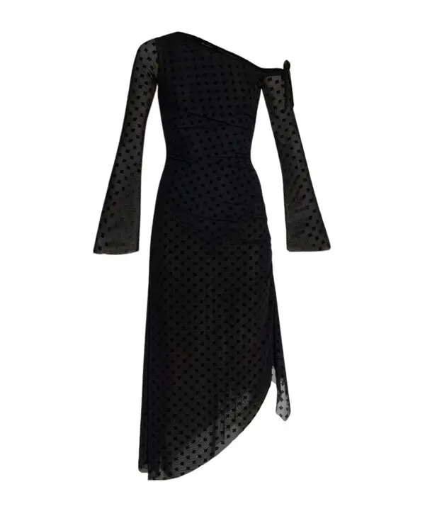 MISBHV Logo-flocked Asymmetrical Midi Dress