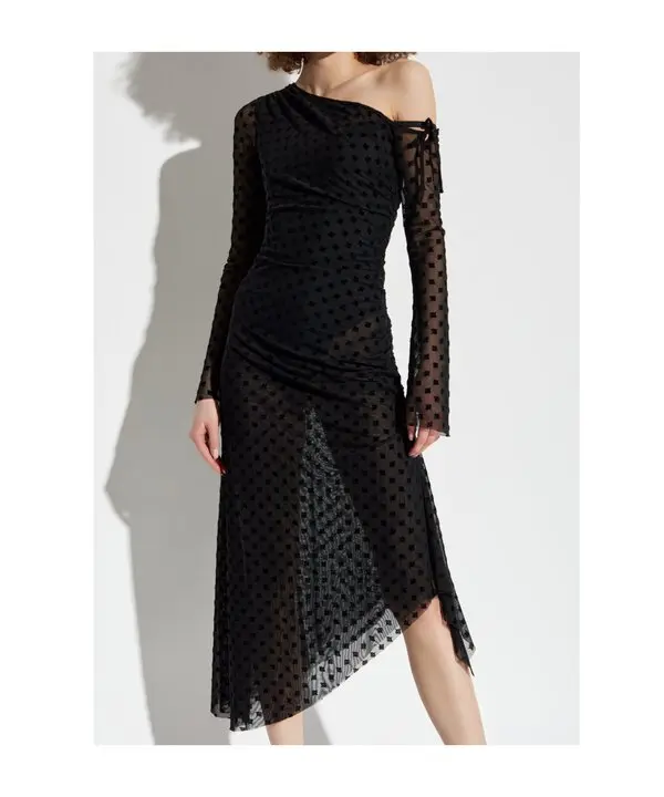 MISBHV Logo-flocked Asymmetrical Midi Dress