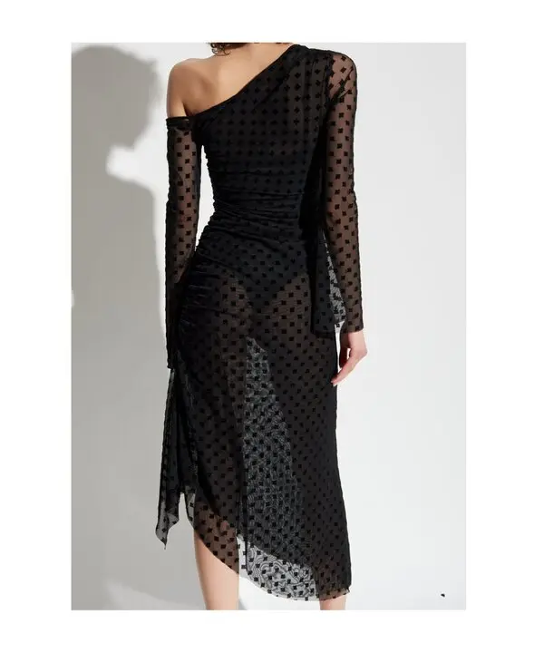 MISBHV Logo-flocked Asymmetrical Midi Dress