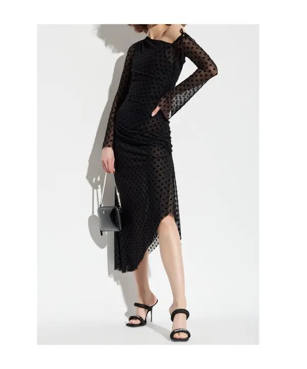 MISBHV Logo-flocked Asymmetrical Midi Dress