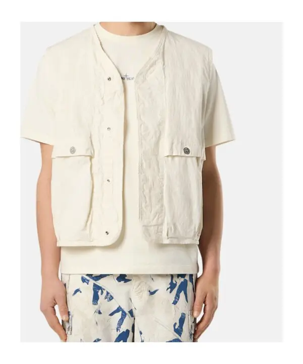 Stone Island V-neck Vest With Bellows Pockets