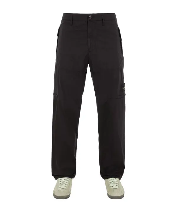 Stone Island Straight-leg Cotton Trousers - Black