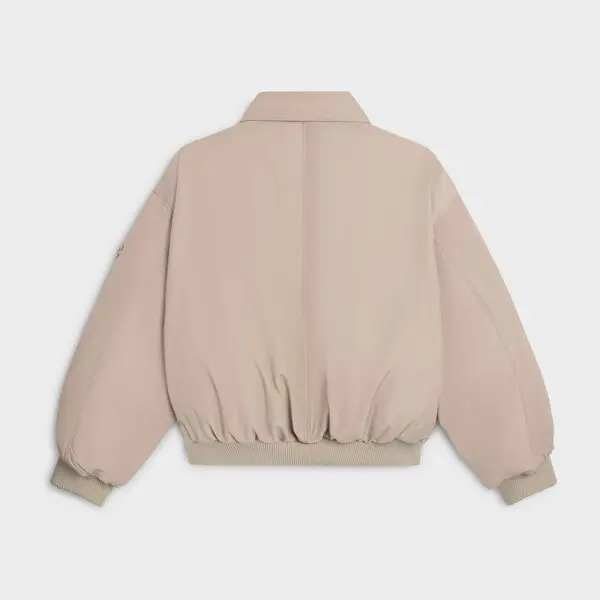 Celine Puffer Jacket In Nylon With Logo Patches - Light Brown