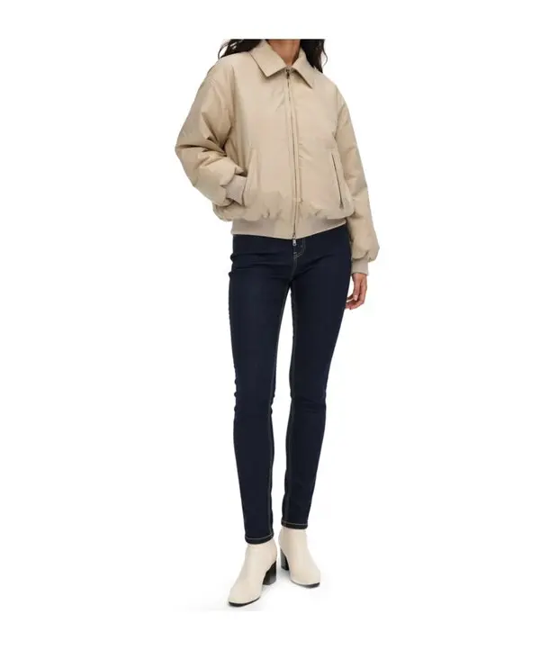 Celine Puffer Jacket In Nylon With Logo Patches - Light Brown