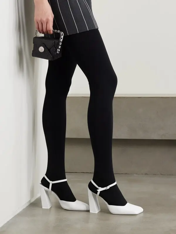 Amina Muaddi Square Toe High Heel Pumps