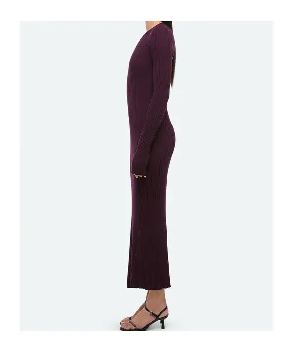 Helmut Lang Ribbed Knit Long Sleeve Open Back Dress