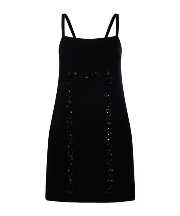 Max Mara Embellished Sleeveless Square Neck Mini Dress