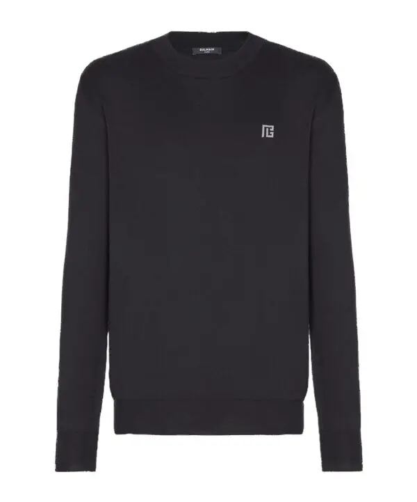 Balmain Logo Intarsia Crewneck Jumper