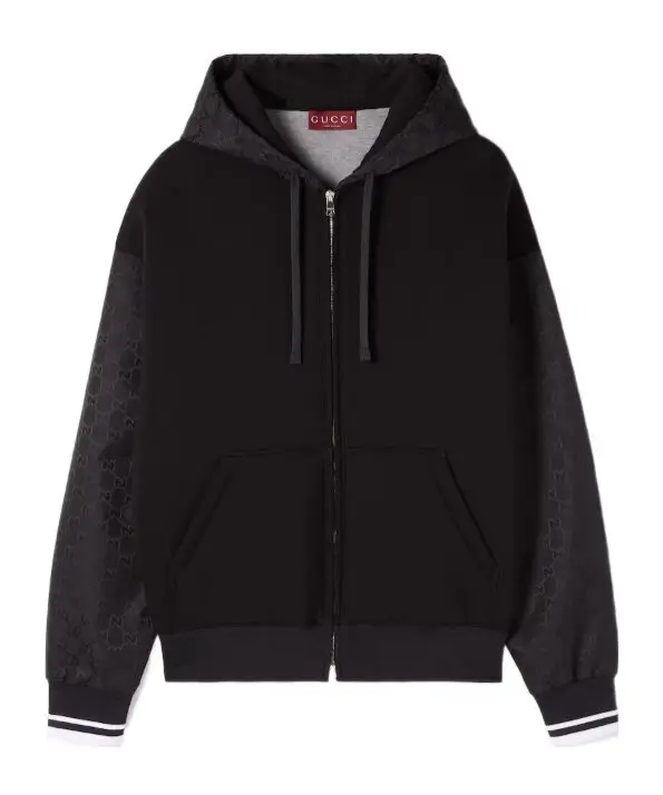 Gucci Jersey Wool Zip Jacket With Gg Nylon Inserts