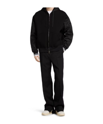 Gucci Jersey Wool Zip Jacket With Gg Nylon Inserts