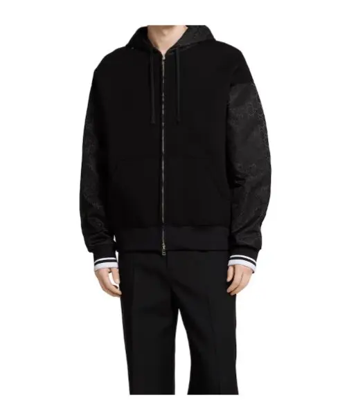 Gucci Jersey Wool Zip Jacket With Gg Nylon Inserts