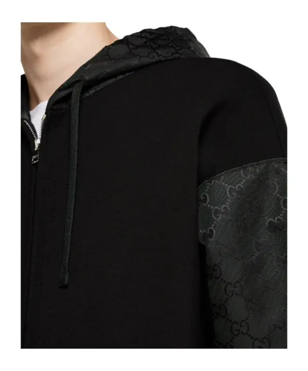 Gucci Jersey Wool Zip Jacket With Gg Nylon Inserts