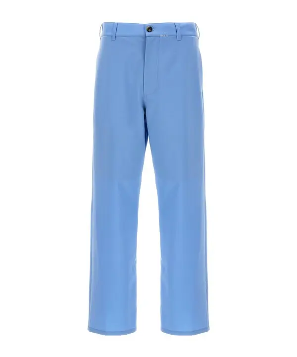 Marni Tailored Trousers With Logo Embroidery - Light Blue