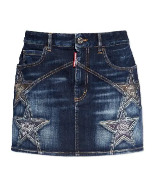 Dsquared2 Star-studded Embellished Denim Mini Skirt
