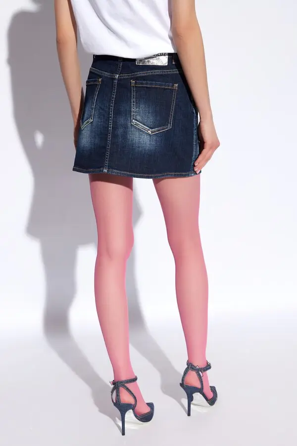 Dsquared2 Star-studded Embellished Denim Mini Skirt
