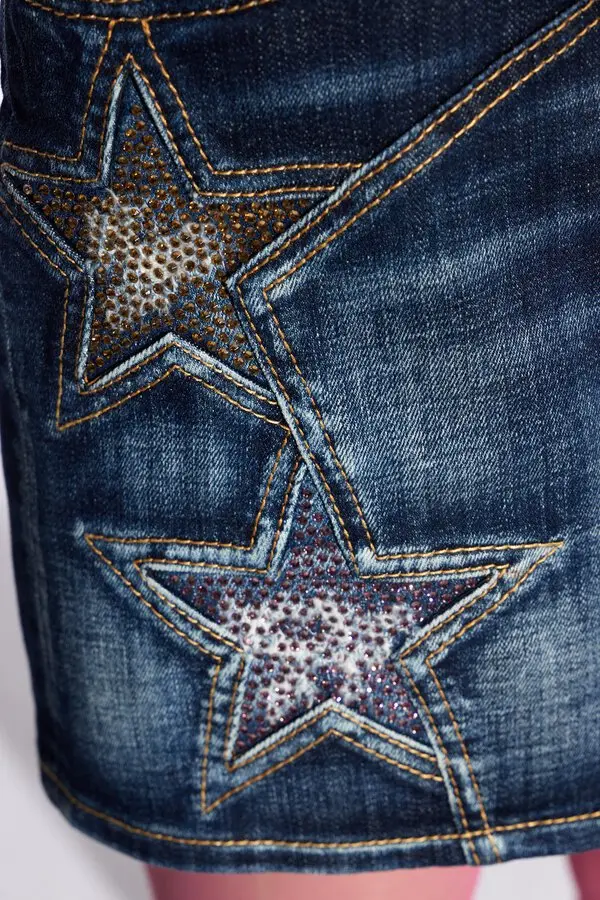 Dsquared2 Star-studded Embellished Denim Mini Skirt