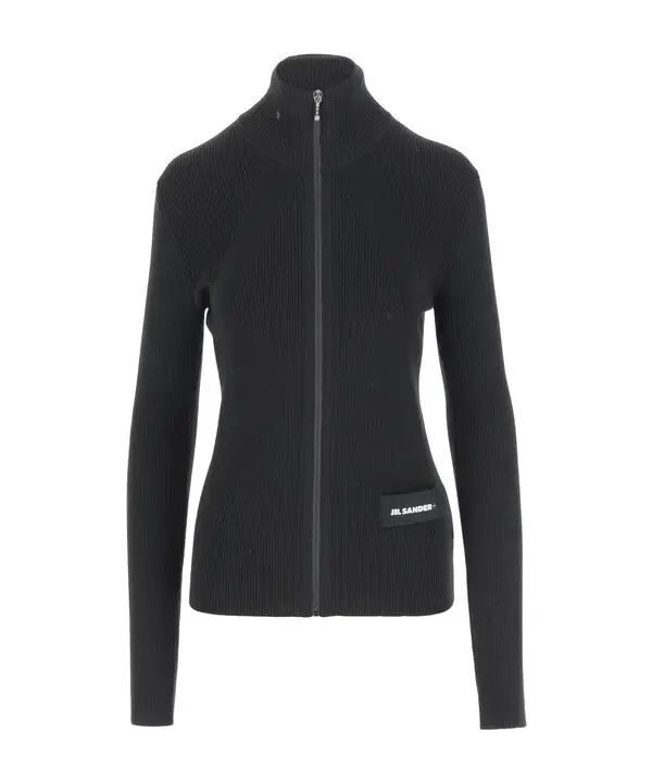 JIL SANDER Zip-up Ribbed-knit Cardigan