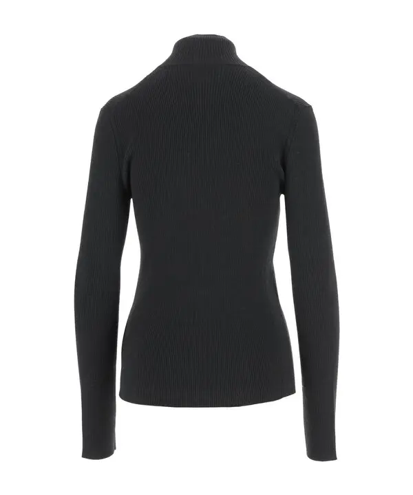 JIL SANDER Zip-up Ribbed-knit Cardigan - Black