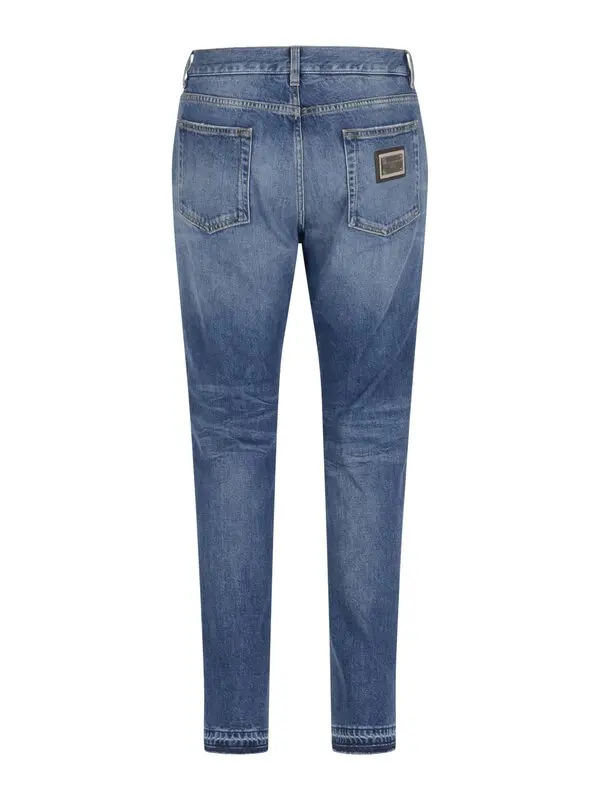 Dolce & Gabbana Slim Fit Jeans With Logo Plaque