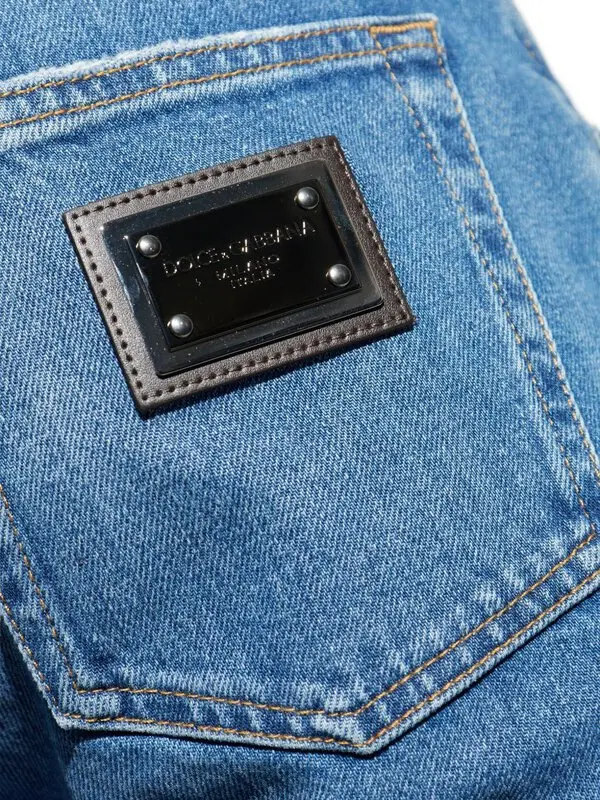 Dolce & Gabbana Slim Fit Jeans With Logo Plaque