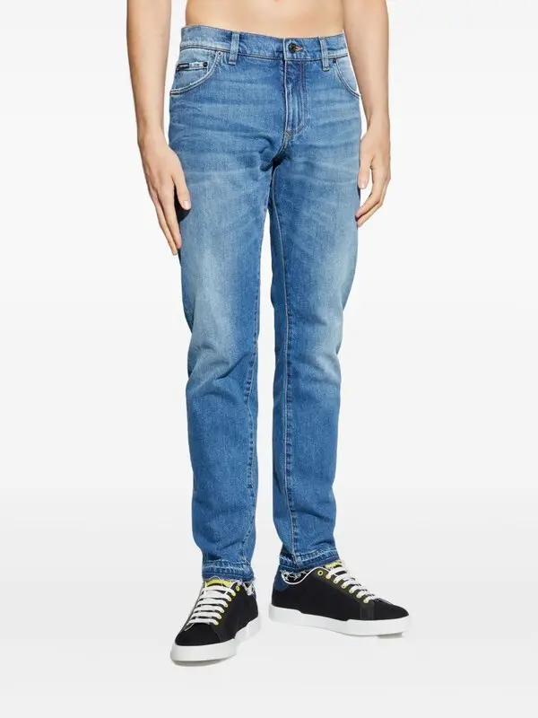 Dolce & Gabbana Slim Fit Jeans With Logo Plaque