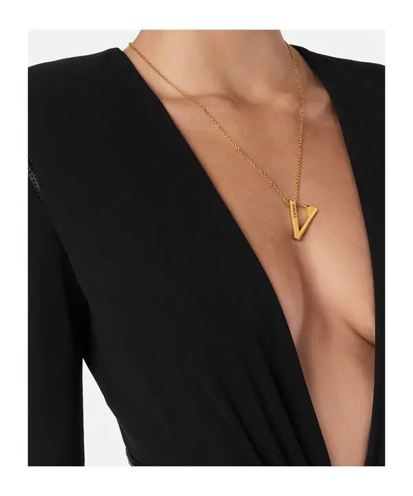 Versace Logo-engraved V-shaped Necklace
